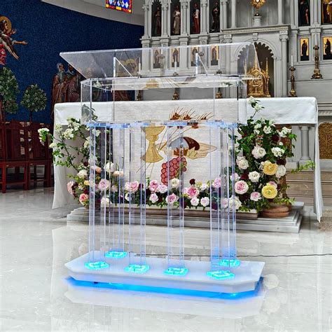 Esheno 3 Tier Acrylic Lectern With Dust Cover 46 5 Inch Church Pulpit