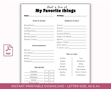 Employee Favorites Survey Printable Coworker Questions All About Me