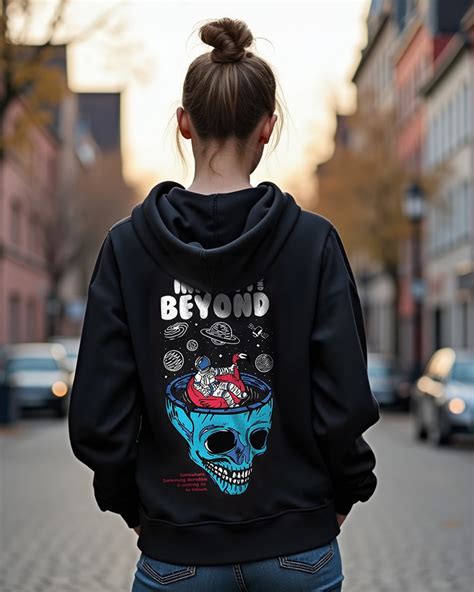 Buy Womens Black Infinity Space Graphic Printed Zipper Hoodies Online