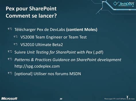 ppt lag215 test unitaire de services sharepoint avec pex et moles