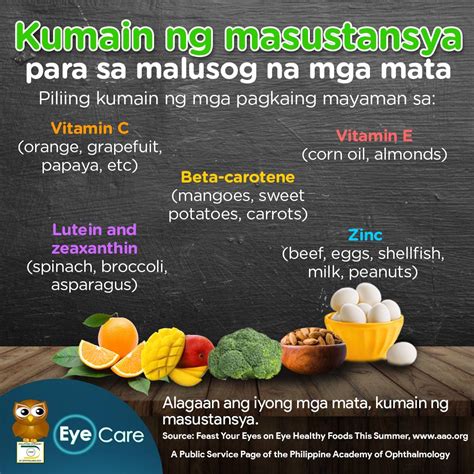 Eye Care Pumili Ng Masusustansyang Pagkain Para Sa Higit Na Matalas