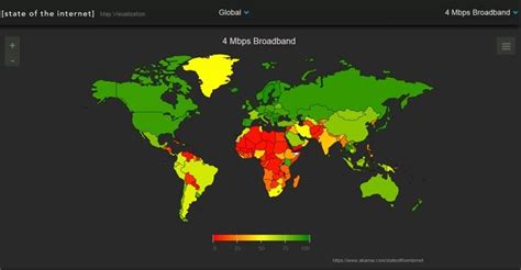 State Of The Internet A Heat Map Displaying Worldwide Rate Of Access