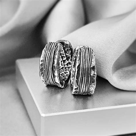Rustic Hammered Textured Wires Hoop Earrings Surgical Steel Hoop