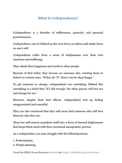 Codependency Worksheets Pdf Social Psychology Psychological Concepts