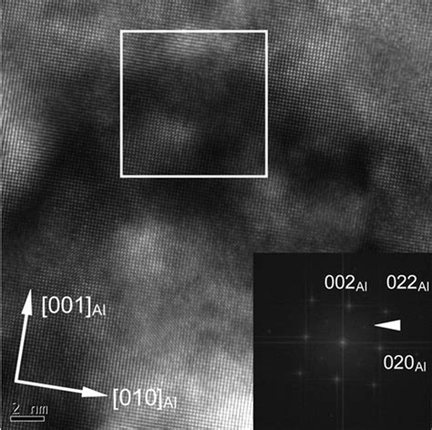 Hrtem Image Observed From 1 0 0 Al Showing Regions Near The