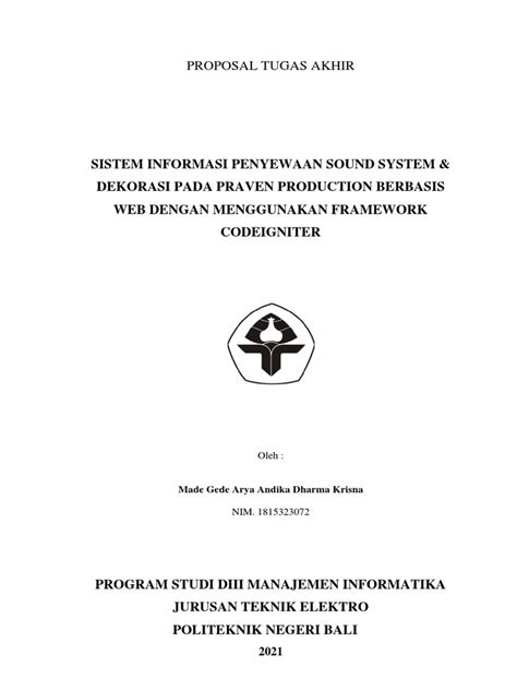 Sistem Informasi Penyewaan Praven Production Pdf Bisnis