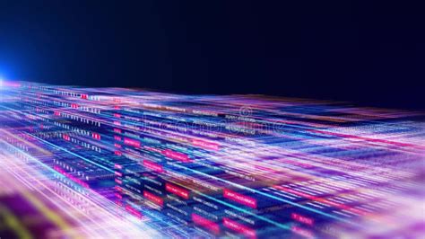 Digital Number Data Sampling Platform With Hologram Glow Stream Line