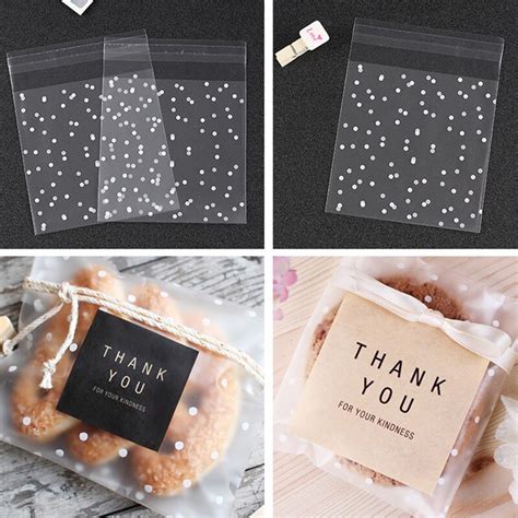 100pcs Set Packing Bag Plastic Biscuits Packaging Grandado