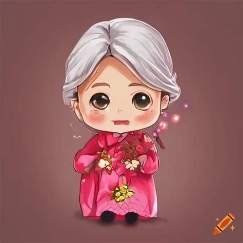 Beautiful Chibi Old Women In Tet Theme On Craiyon