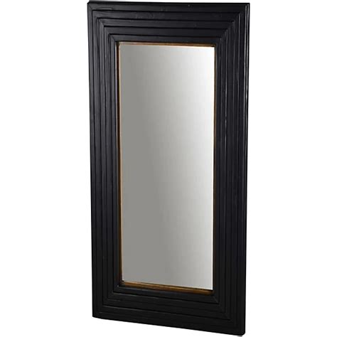Black Rectangular Wall Mirror With Layered Stepped Frame