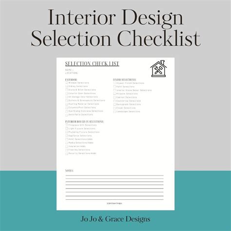 Interior Design Selection Sheet Template