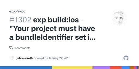 exp build ios your project must have a bundleidentifier set in app