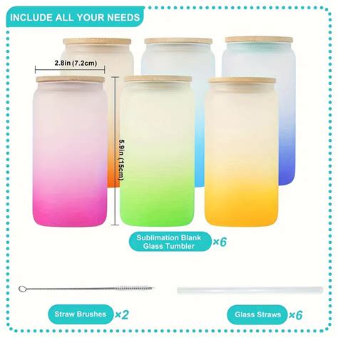 Gradient Frosted Sublimation Glass Bamboo Lid Straw Temu