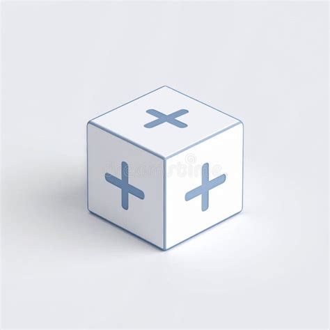 White Cube With Blue Plus Signs On A White Background Stock Illustration Illustration Of