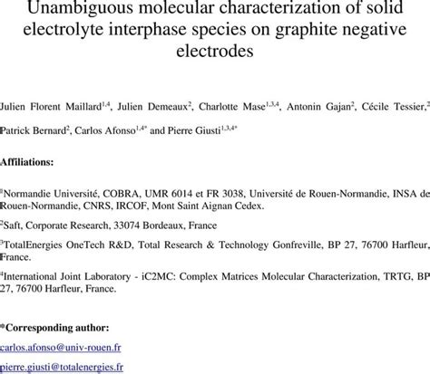 Unambiguous Molecular Characterization Of Solid Electrolyte Interphase