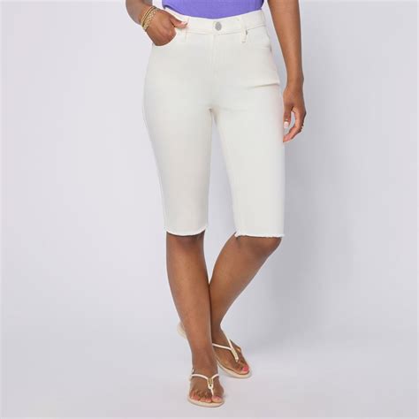Dg2 By Diane Gilman Legacy Stretch Denim Fray Hem Bermuda Short Hsn