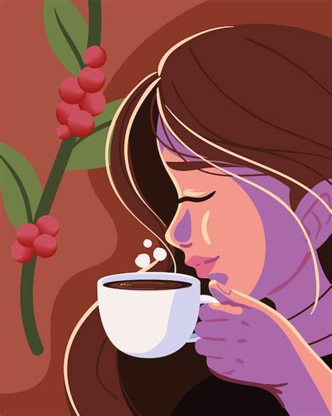Premium Vector Woman Drinking Hot Coffee
