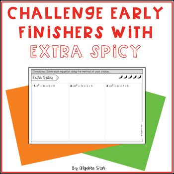 Differentiated Practice Worksheet Solving Quadratic Equations By Algebra Star