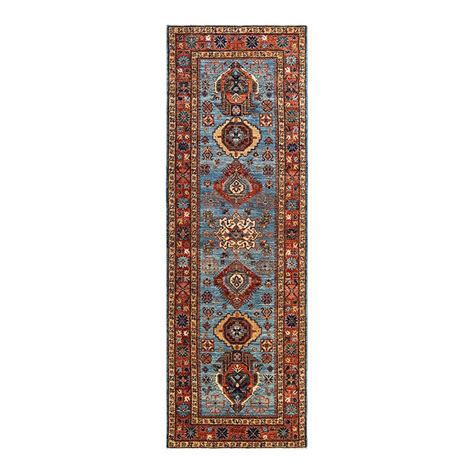Serapi One Of A Kind Hand Knotted Runner Rug Light Blue 3 10 X 11