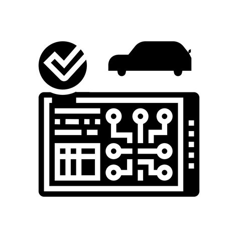 Testing Computer Electronic System Car Glyph Icon Vector Illustration