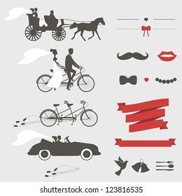 Set Wedding Invitation Vintage Design Elements Stock Vector Royalty Free 123816535