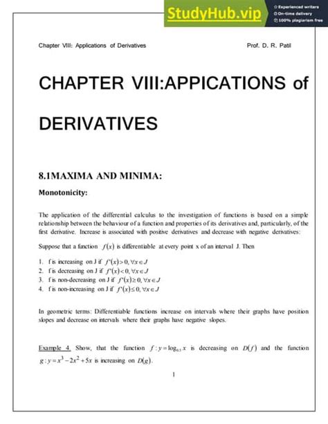 Applications Of Derivatives Pdf