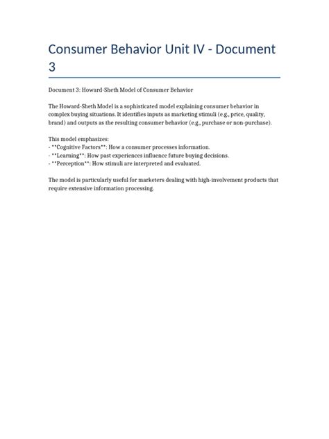 Consumer Behavior Unit Iv Doc Detailed 3 Pdf