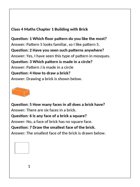 Class 4 Maths Chapter 1 Building With Brick Pdf Brick Architectural Elements