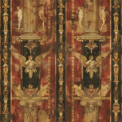 Roman Fresco Pattern With Classical Figures And Architectural Motifs