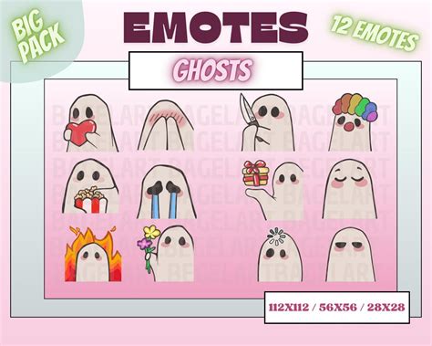 12 Cute Ghost Emotes Twitch Youtube Discord Ghost Emote Set Emote Set Emotes For