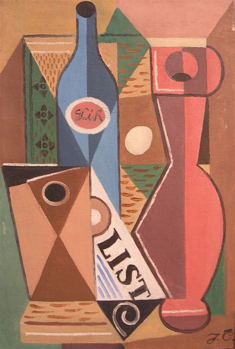 Cubist Still Life With Bottles Newspaper And Vase Museum Flickr