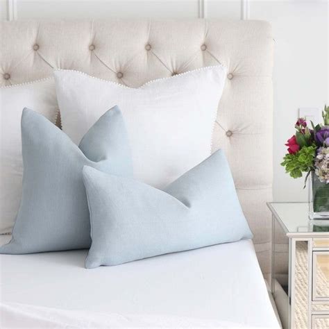 Relaxed Linen Throw Pillow Cover In Sky Blue For Bedding Lumbar Slip