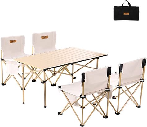 Nbziyoo Camping Folding Table And Chairs Aluminium Alloy Egg Rolling