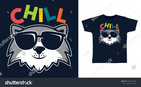 Grey Cat Chill Glasses Design Vector Stock Vector Royalty Free 1853720584 Shutterstock
