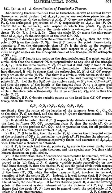 811 K1 11 E A Generalisation Of Feuerbachs Theorem The Mathematical Gazette Cambridge