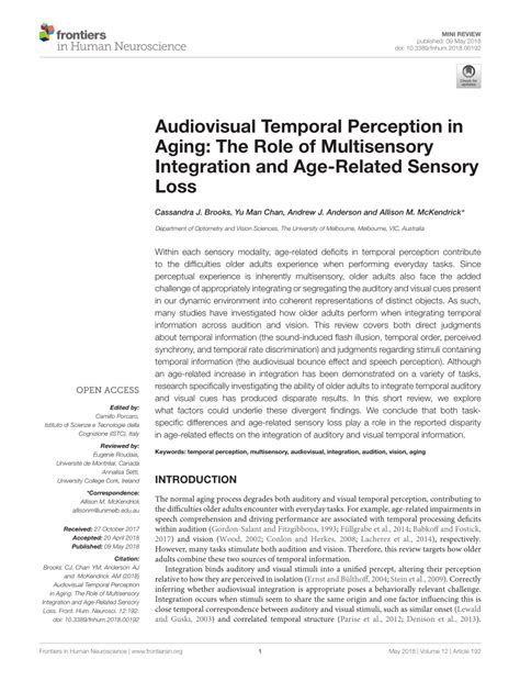 Pdf Audiovisual Temporal Perception In Aging The Role Of
