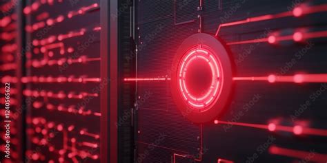 Cybersecurity Aesthetic Red Neon Firewall Interface With Data Matrix