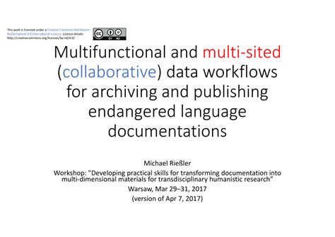 Pdf Multifunctional And Multi Sited Collaborative Data Workflows For Archiving And