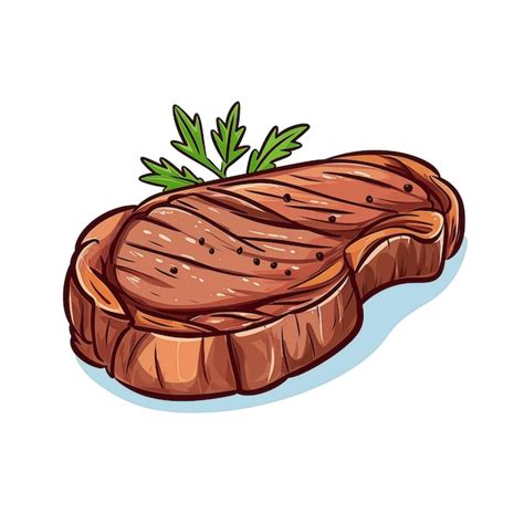 Hand Drawn Cartoon Steak Gourmet Illustration Material Premium Ai