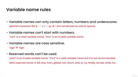 Python Variables Name And Rules Youtube