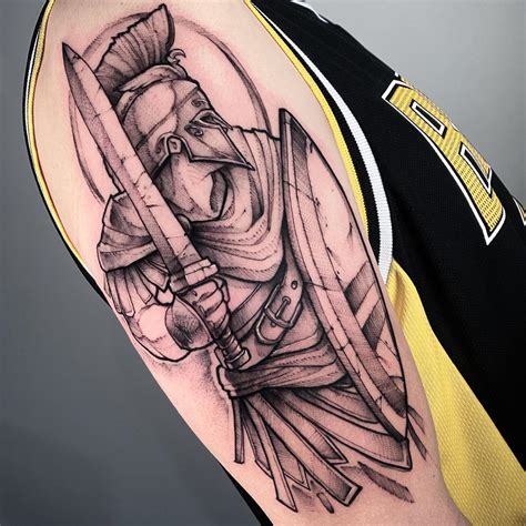 Spartan Shield And Sword Tattoo