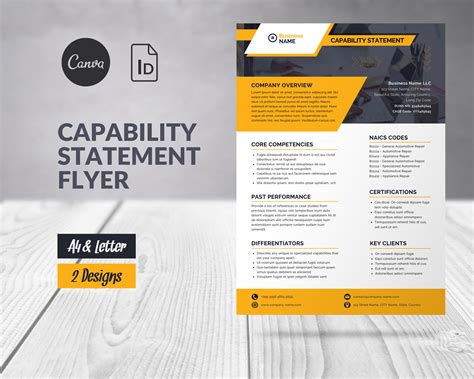 Capability Statement Template Canva Corporate Flyer Business