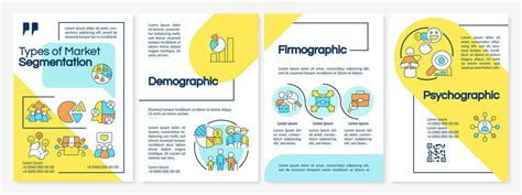 types of market segmentation yellow and blue brochure template leaflet