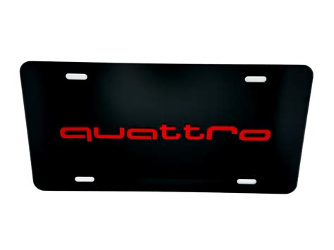 Quattro Red Audi Black Front Vanity Plate Frame Gloss Matte Satin Oem