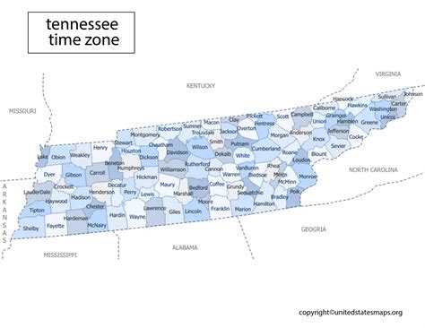 Tennessee Time Zone Map Time Zone Map For Tennessee