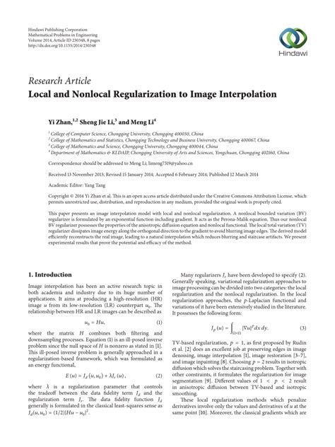 Pdf Local And Nonlocal Regularization To Image Interpolation