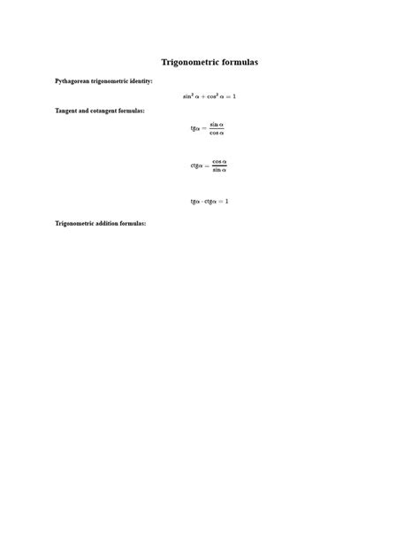 Trigonometric Formulas 2 Pdf