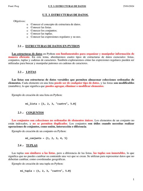 Ut 3 Estructuras De Datos Pdf Expresión Regular Python Lenguaje De Programación