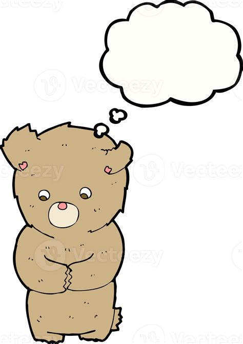 Cartoon Shy Teddy Bear With Thought Bubble 45283341 Png