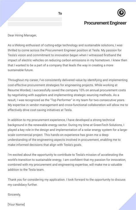 14 Procurement Engineer Cover Letter Examples Plus Recruiter Insights